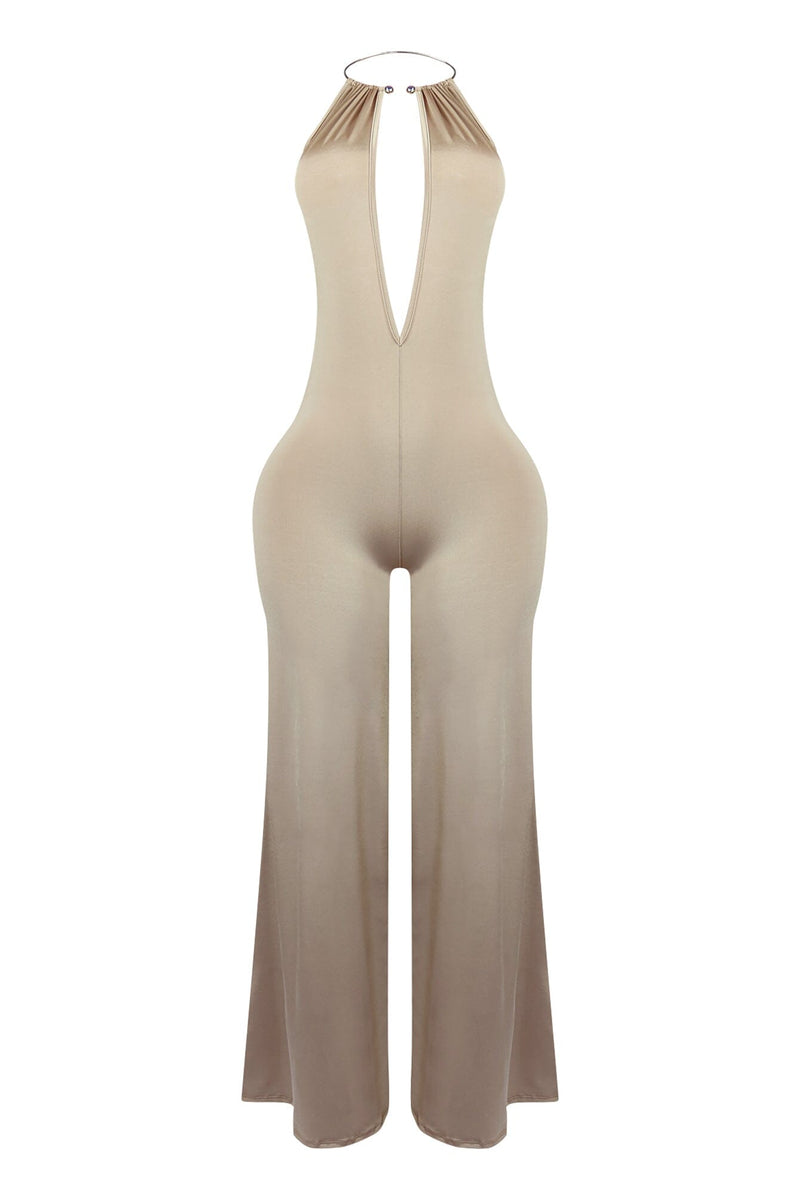 Zena Metal Halter Choker Jumpsuit – EDGE