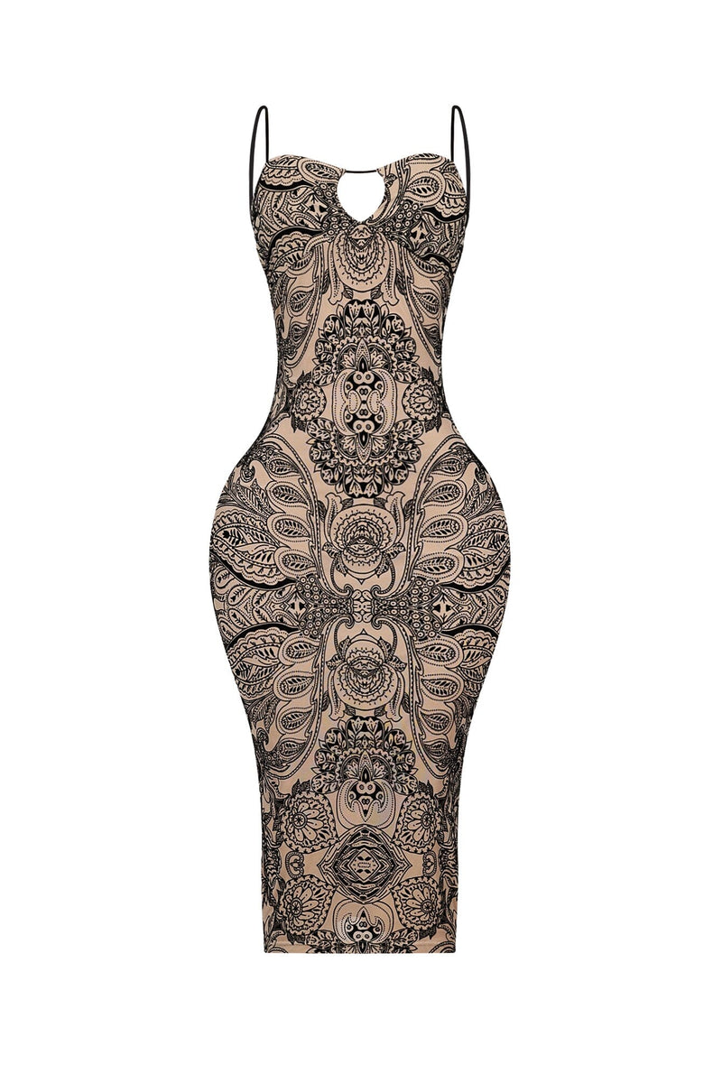 Erika Print Tank Keyhole Midi Dress – EDGE