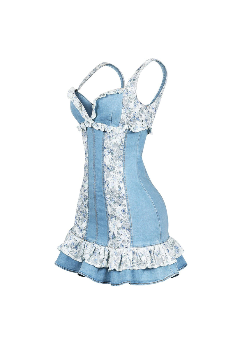 Lace Ember Denim Mini Dress – EDGE