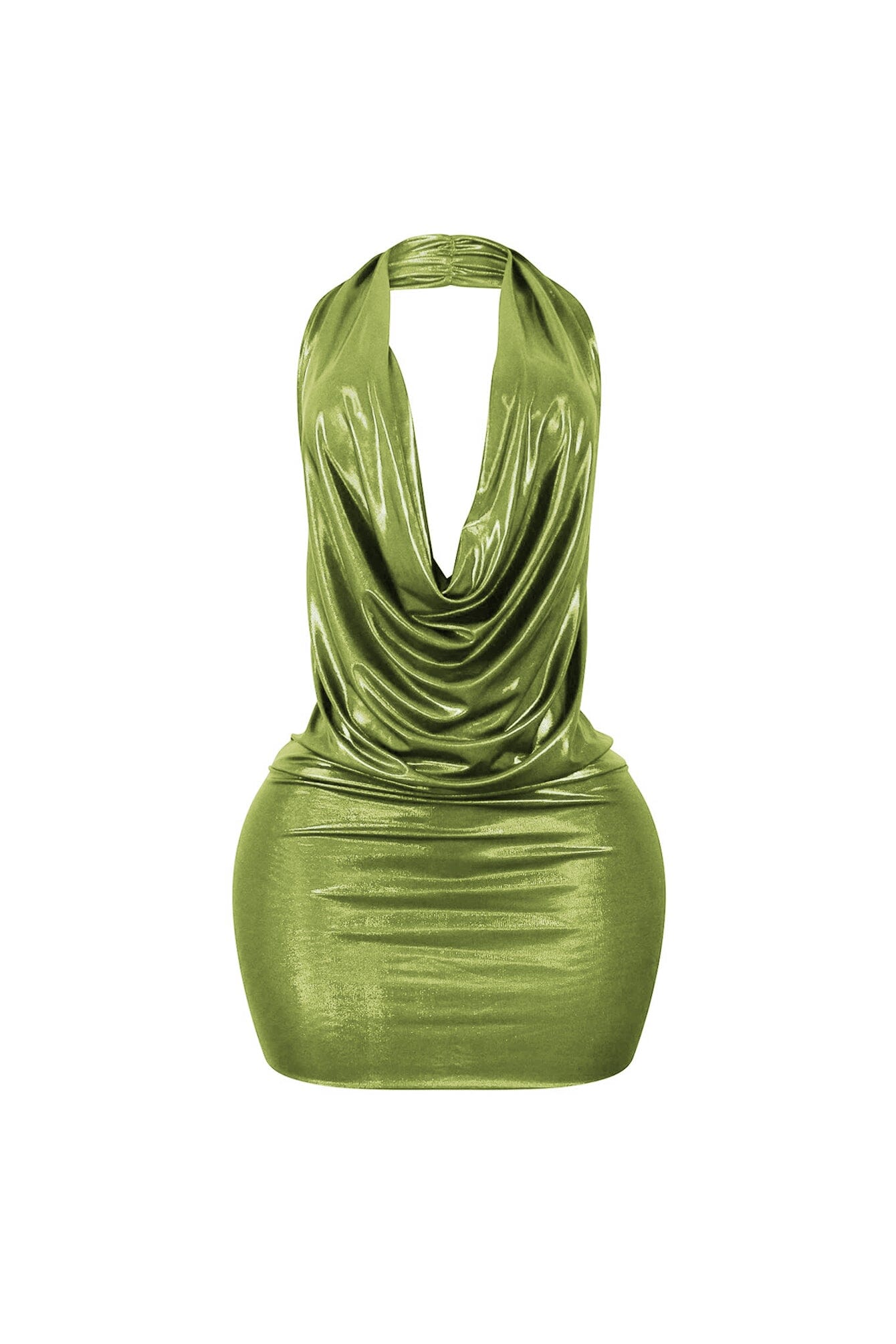 Talk Flirty Metallic Foil Halter Dress – EDGE