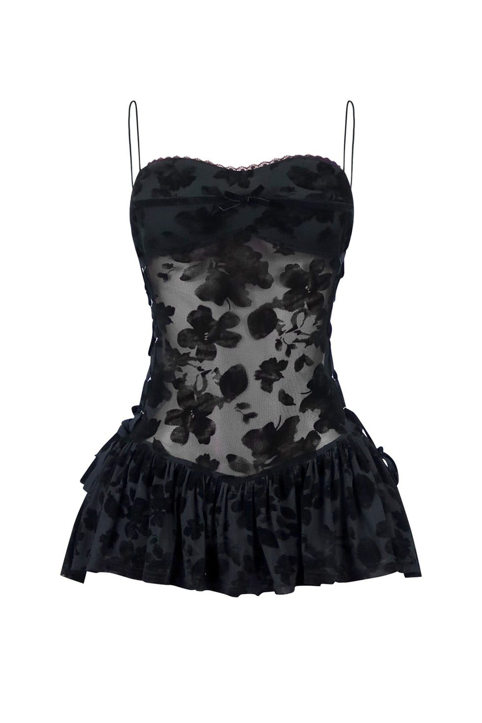 Elisa Mesh Burnout Lace Up Mini Dress – EDGE