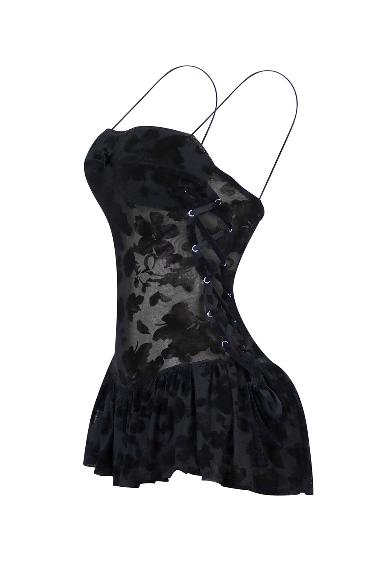 Elisa Mesh Burnout Lace Up Mini Dress – EDGE