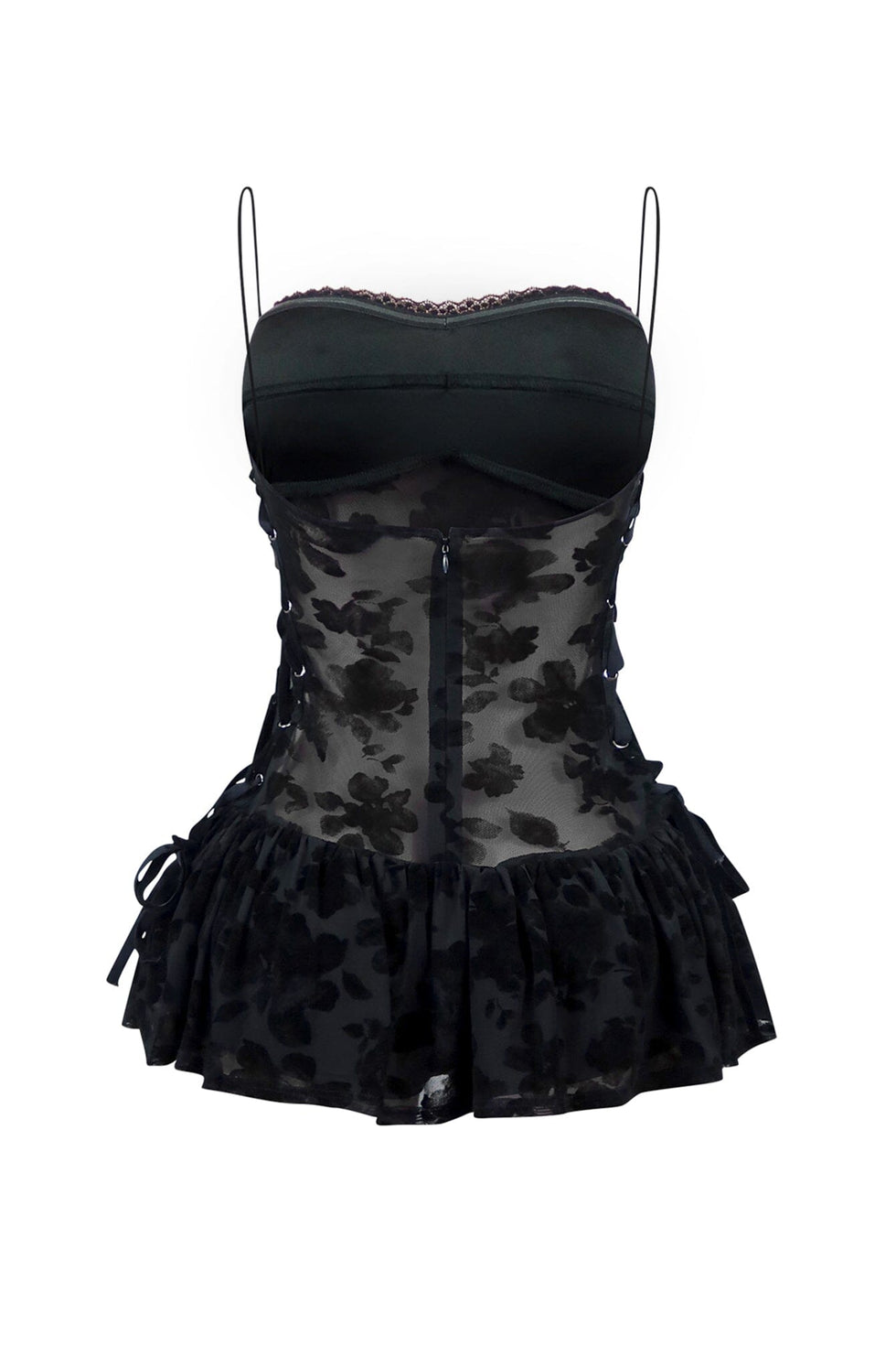 Elisa Mesh Burnout Lace Up Mini Dress – EDGE