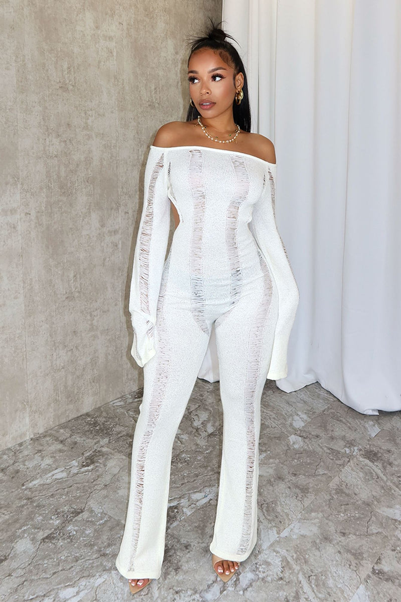 Peace Maker Distressed Knit Jumpsuit – EDGE