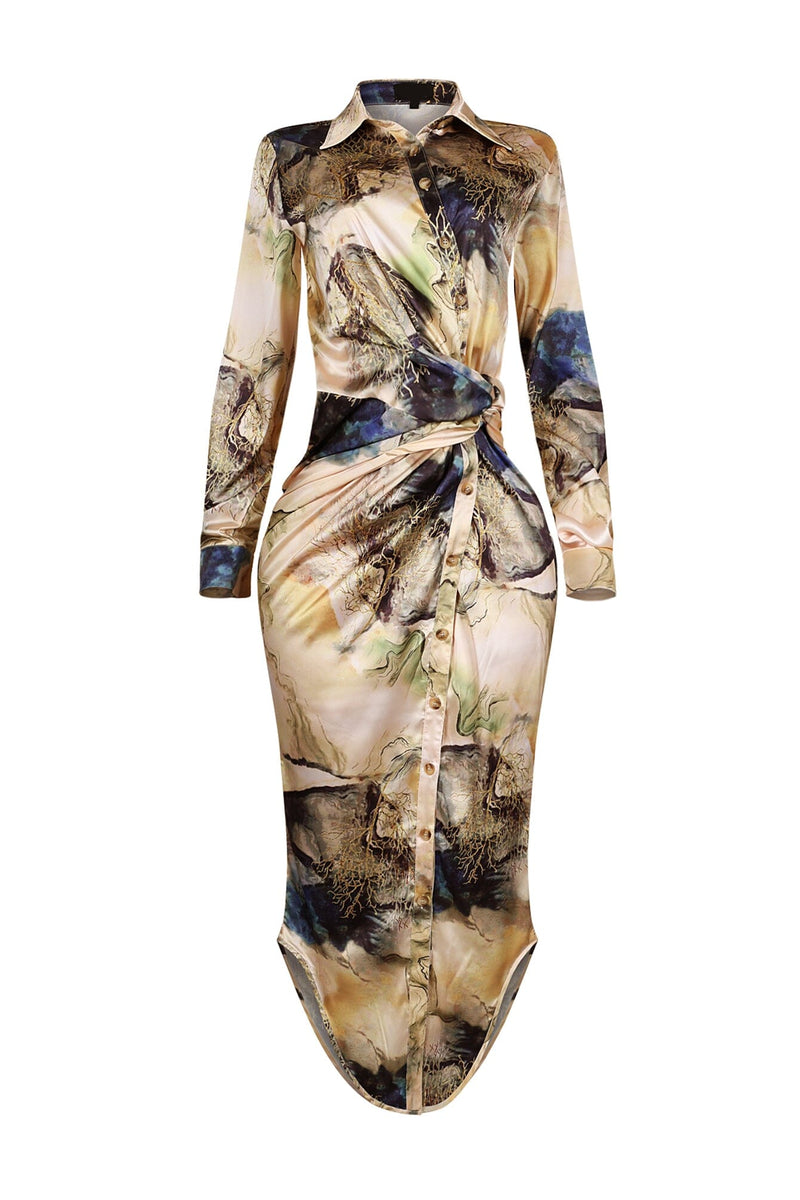 Sweet Talking Print Satin Maxi Dress – EDGE