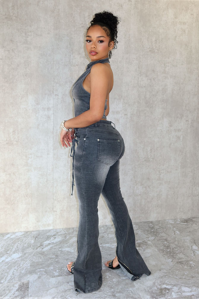 Free Fallin Vintage Denim Halter Top & Pants SET – EDGE