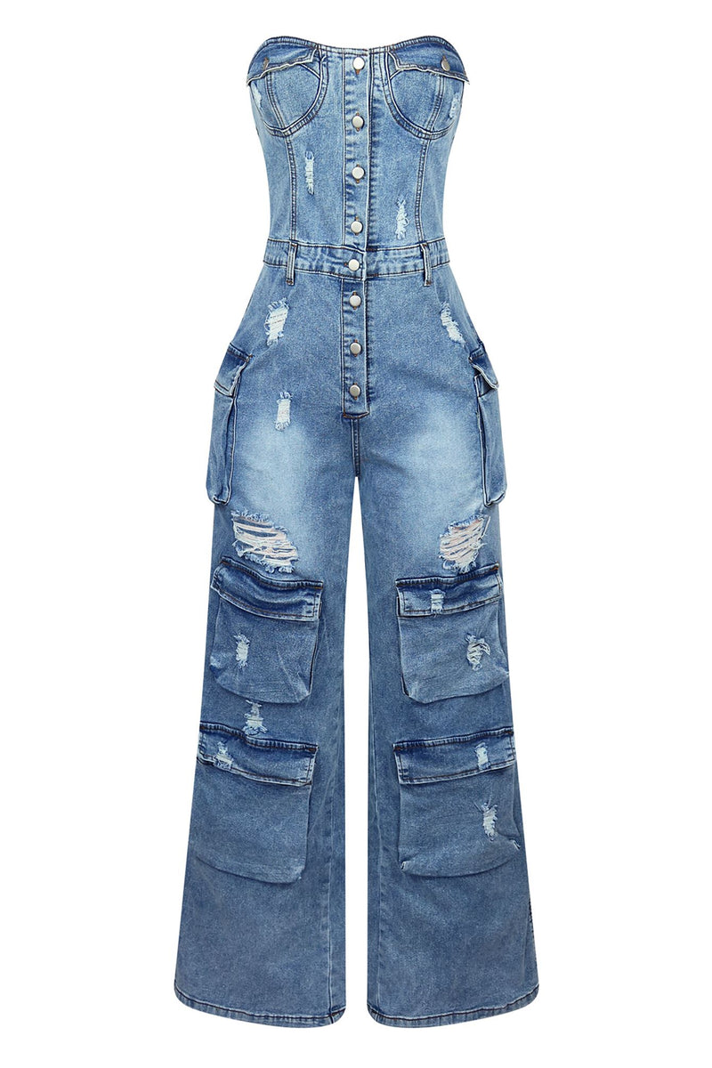 Gabri Cargo Washed Denim Jumpsuit – EDGE
