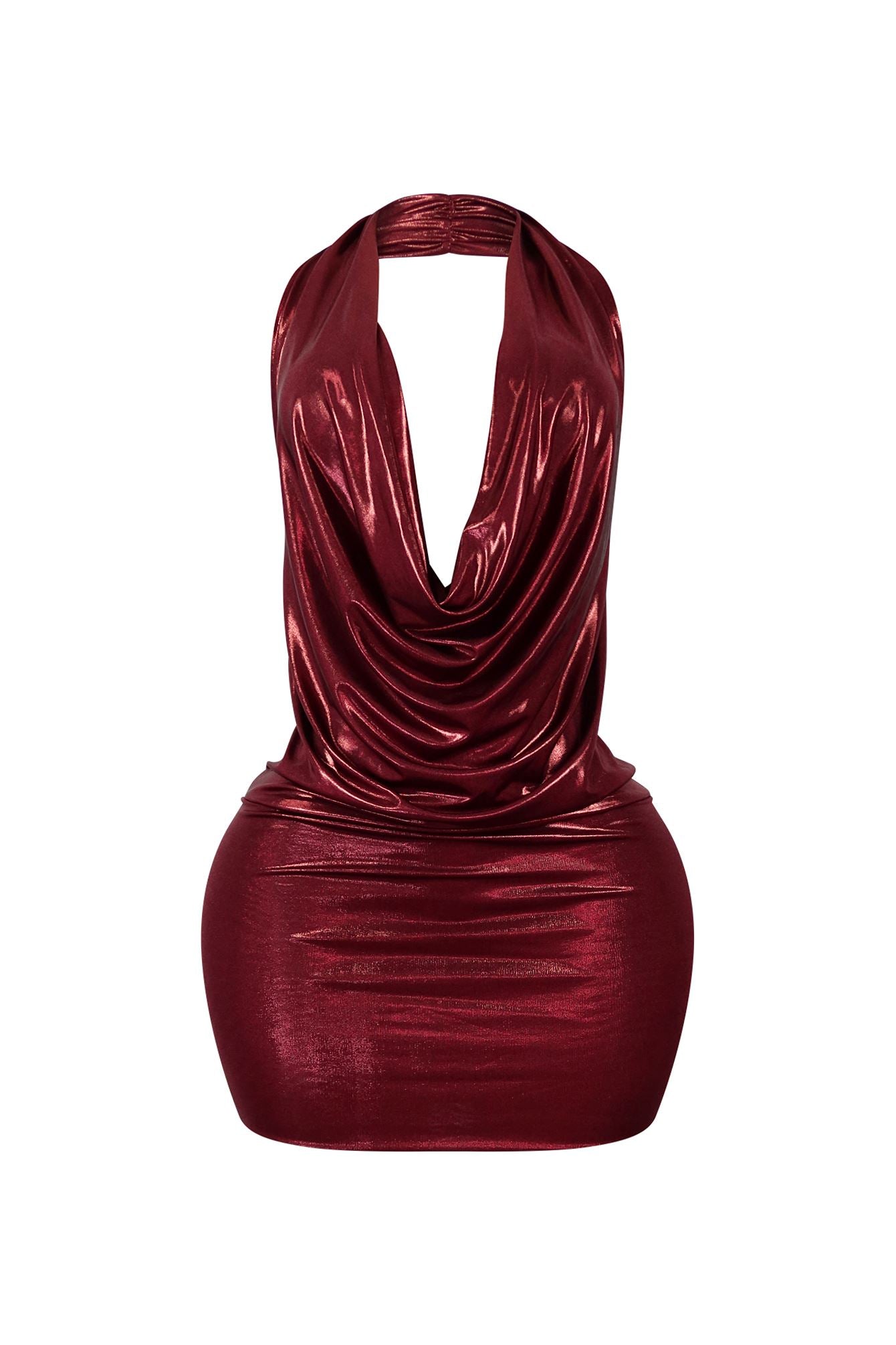 Talk Flirty Metallic Foil Halter Dress – EDGE