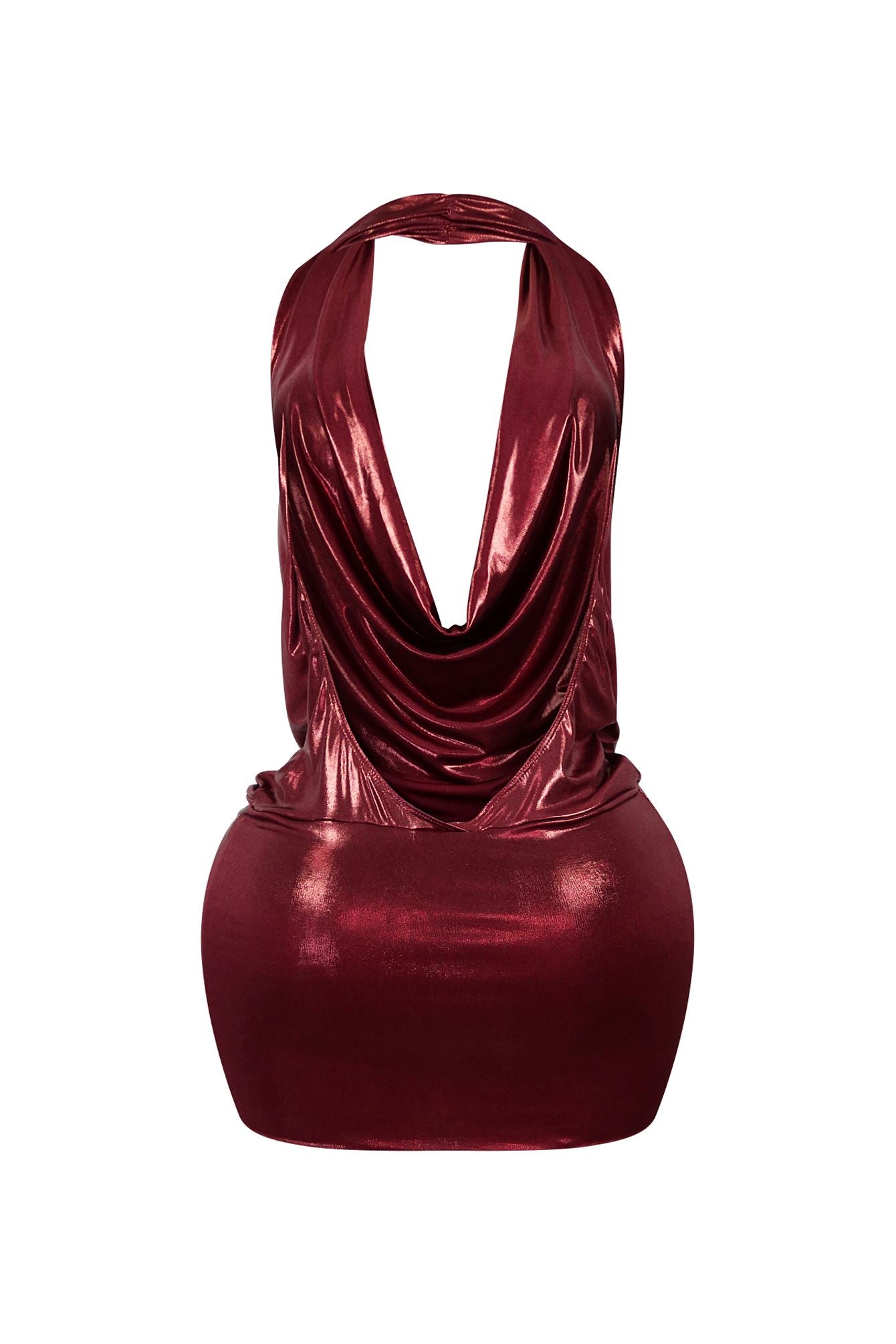Talk Flirty Metallic Foil Halter Dress – EDGE