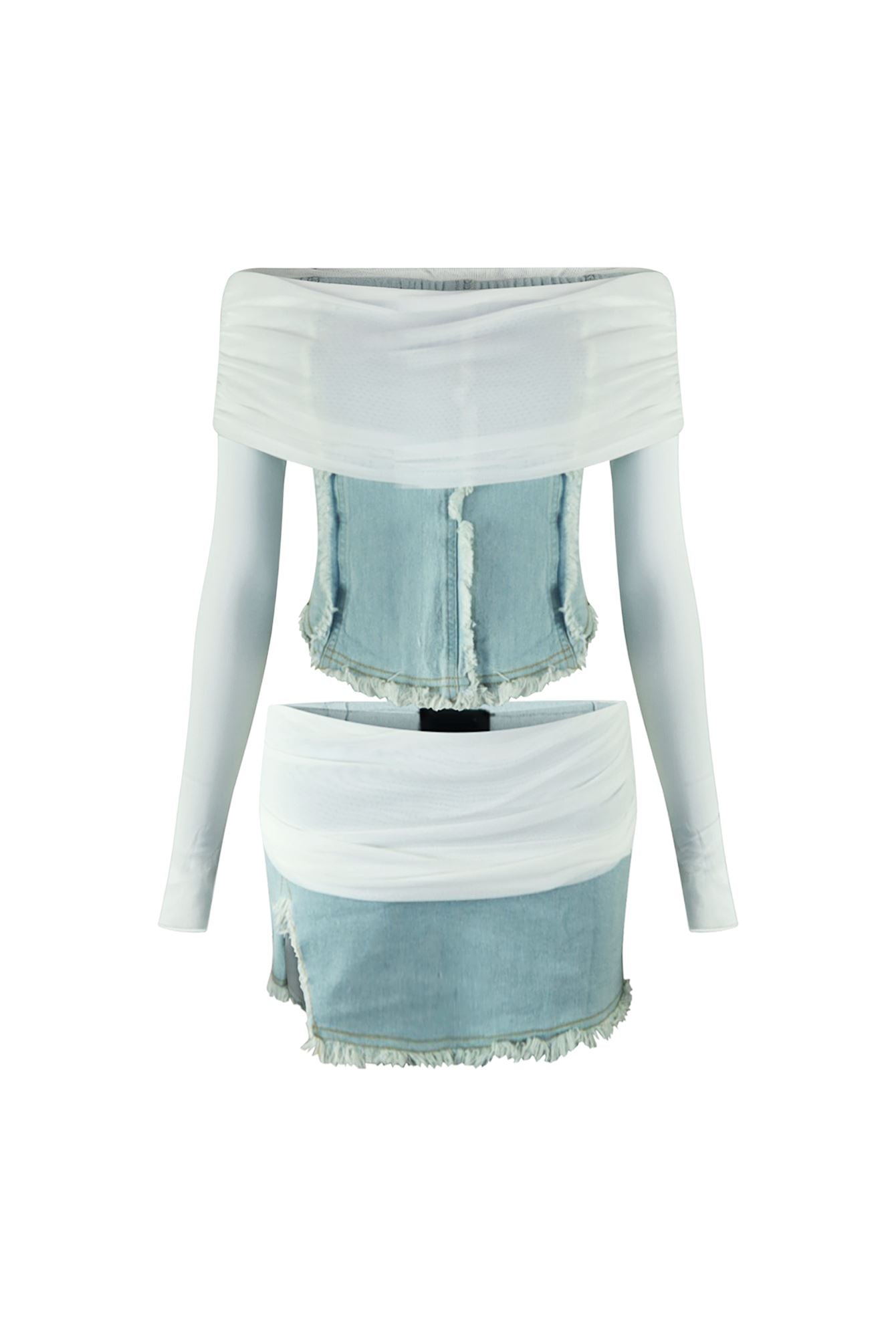 Keep You Close Mesh Denim Top & Skirt SET – EDGE