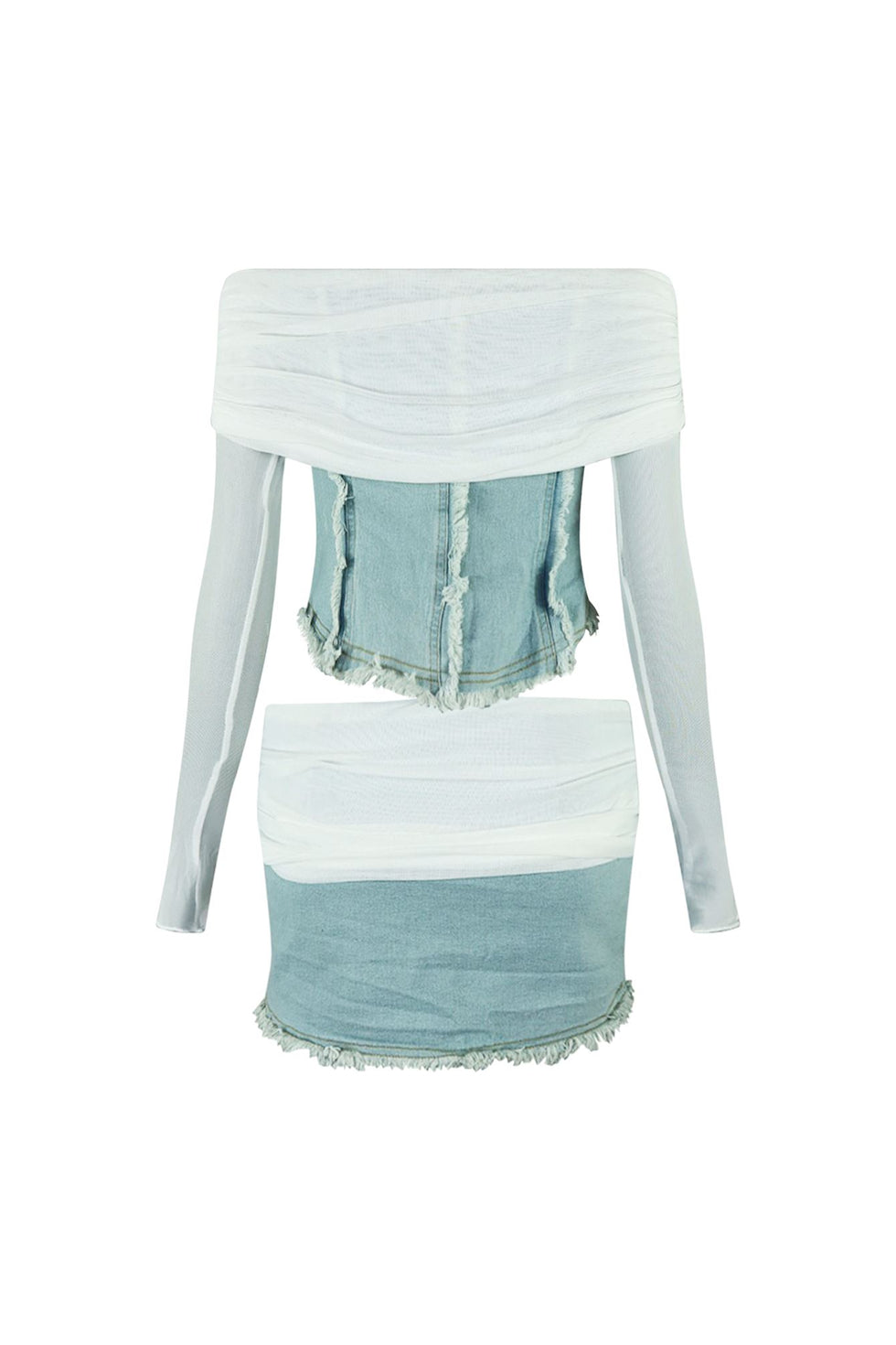 Keep You Close Mesh Denim Top & Skirt SET – EDGE