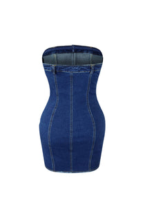 Kristine Rhinestone Bow Denim Dress – EDGE