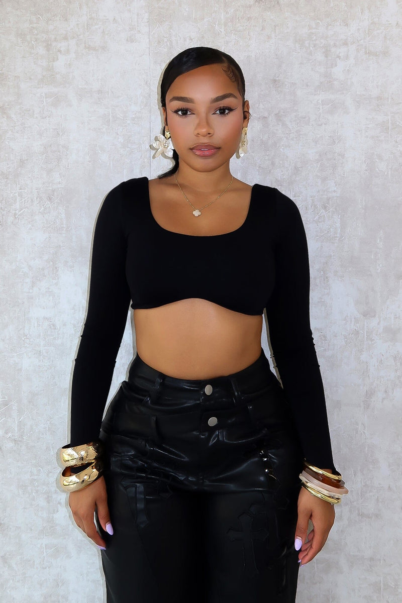 Harriet Back Cut Out Cropped Long Sleeve Top – EDGE