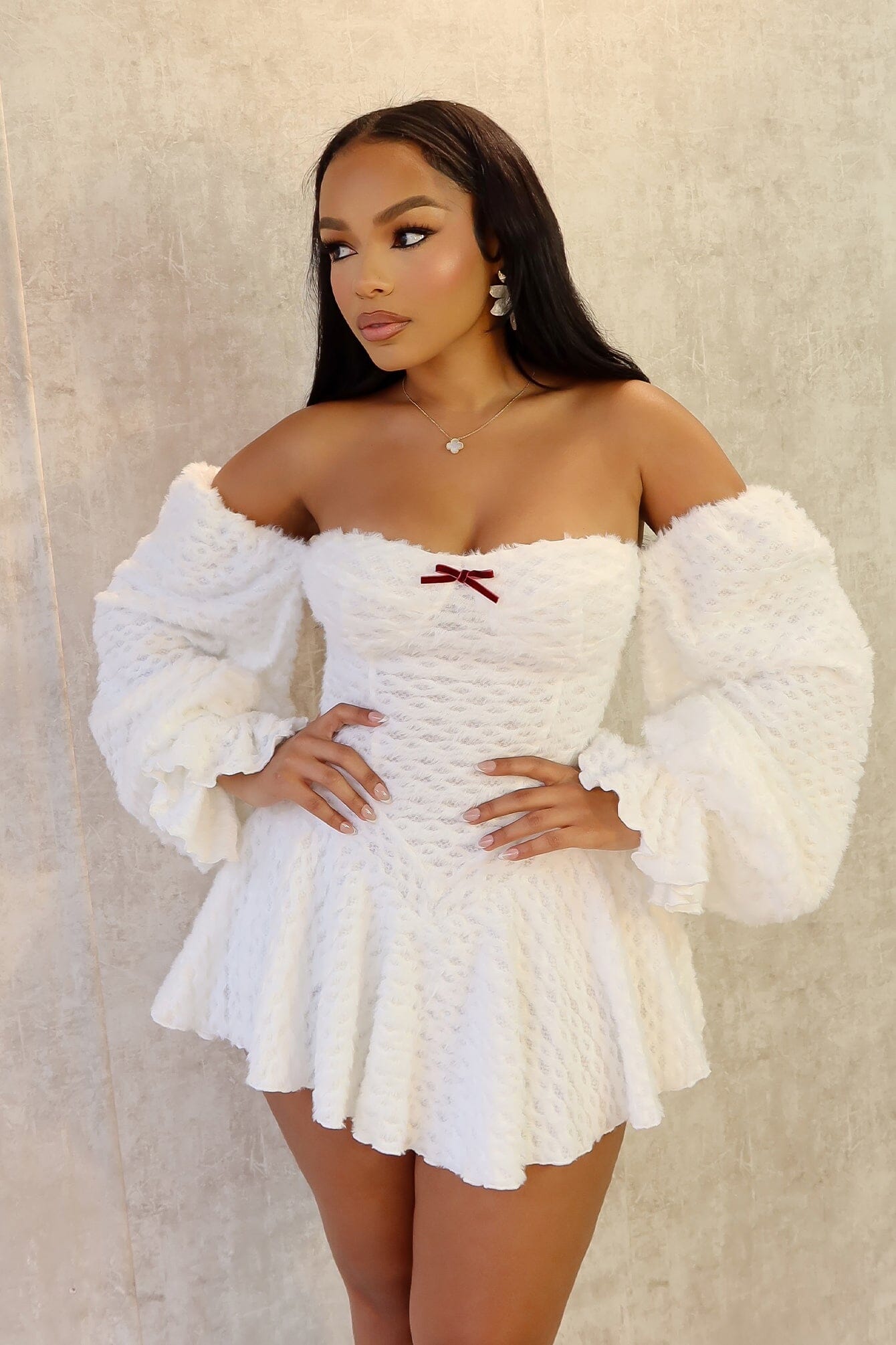 Roxi Fuzzy Knit Flare Mini Dress – EDGE