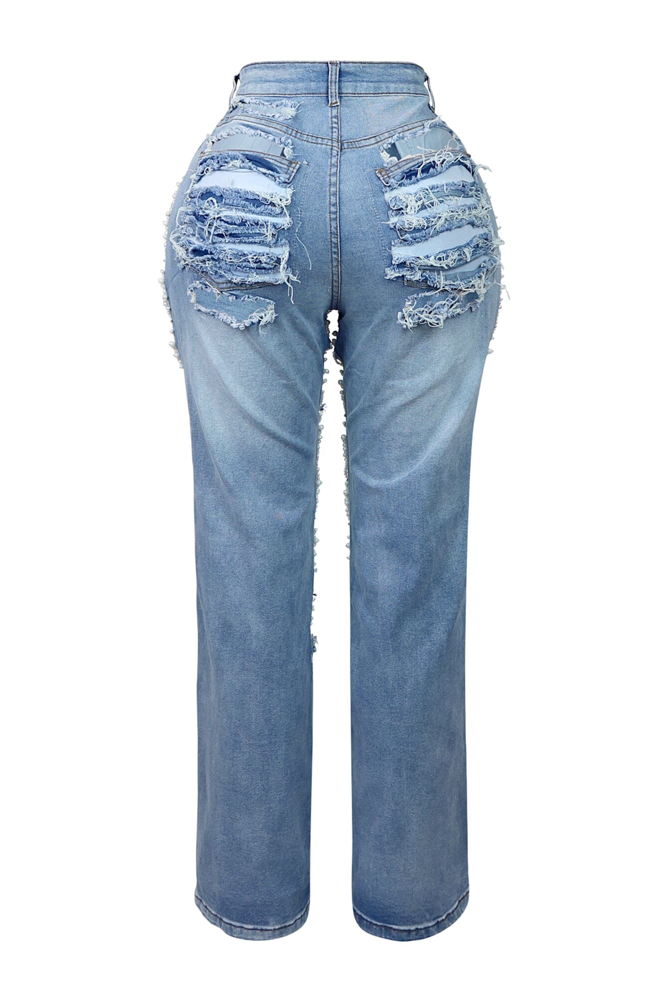 Janet Pearl & Rhinestone Distressed Jeans – EDGE