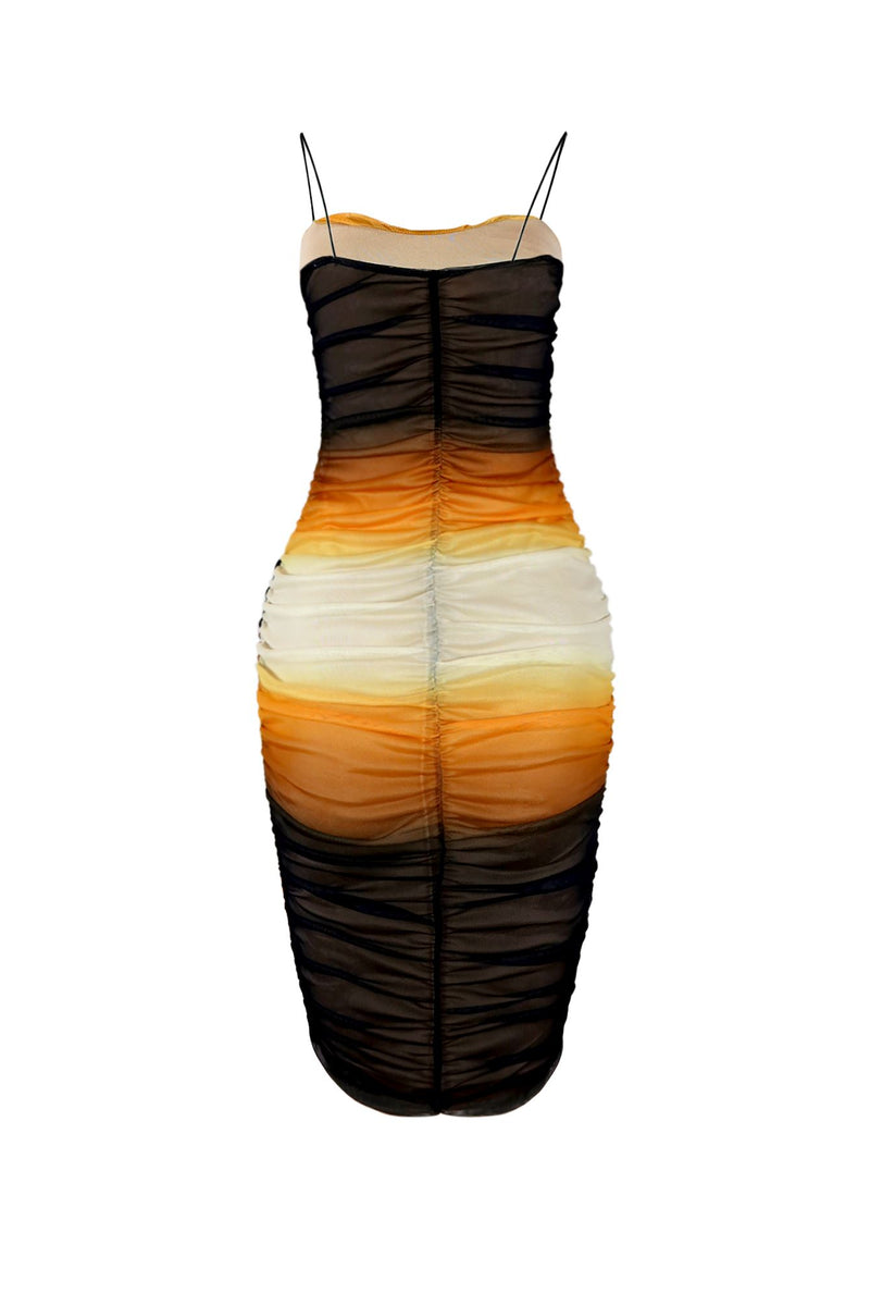 Marygold Gradation Print Mesh Ruched Midi Dress – EDGE