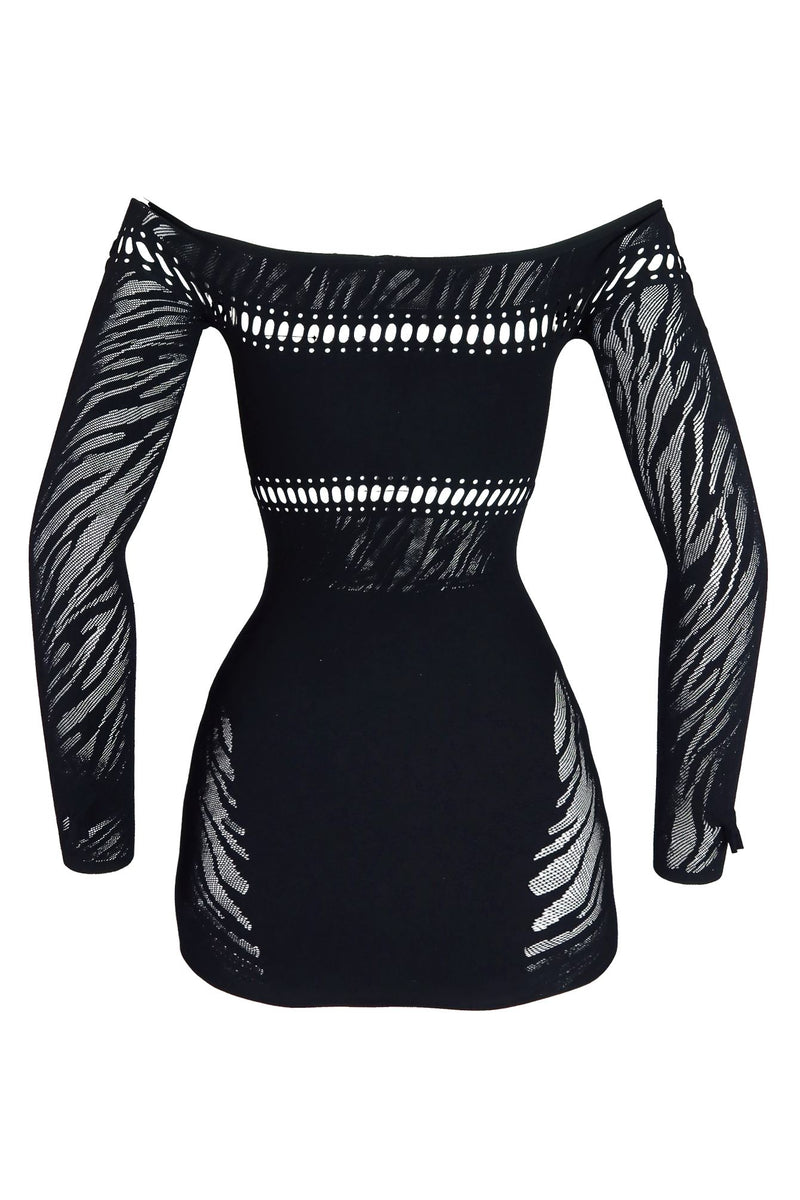 Sabrina Hallow Out Off Shoulder Long Sleeve Dress – EDGE